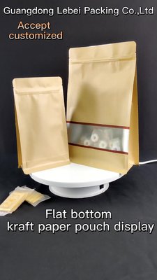 High Quality Kraft Packaging Bags With Window Zipper Lock Flat Bottom Pouch For Snack Nuts Food Packaging