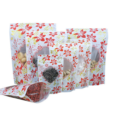 Recyclable  Plastic Stand Up Pouch With Zipper For Dried Fruit Dried Flower Packaging