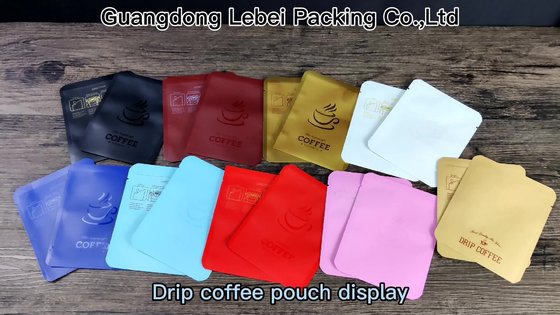Custom Print Drip Coffee Bags Pouches Matt Black Golden Coffee Powder Pouch Aluminum Foil Heat Seal Coffee Tea Bags