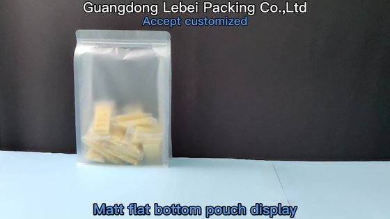 Factory Supply  Matt Flat Bottom Pouch With  Zipper For Food Snack Candy Cookie Packaging Bag