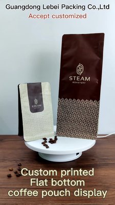 Customized coffee packaging bags flat bottom kraft paper zip lock bags for food packaging